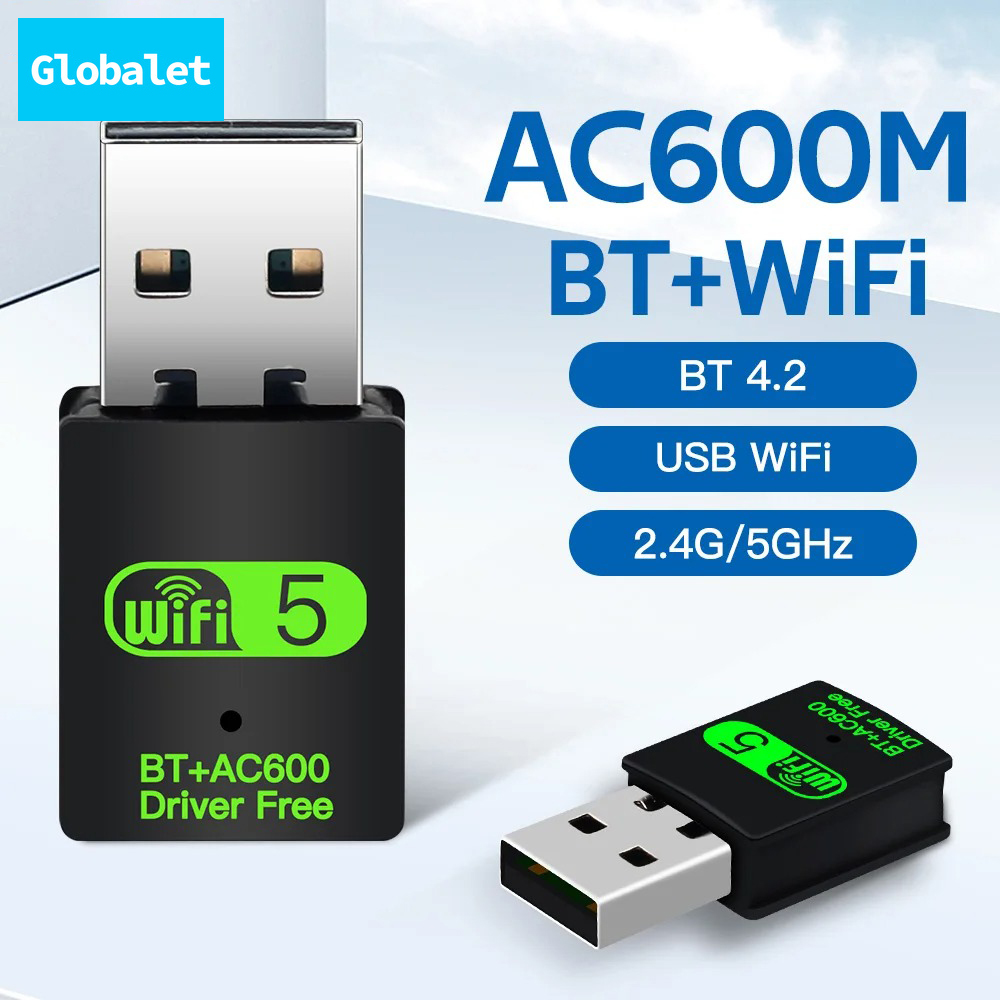 Bộ chuyển đổi Bluetooth WiFi USB 600Mbps 2 in1 Dongle Card mạng 2.4G ...