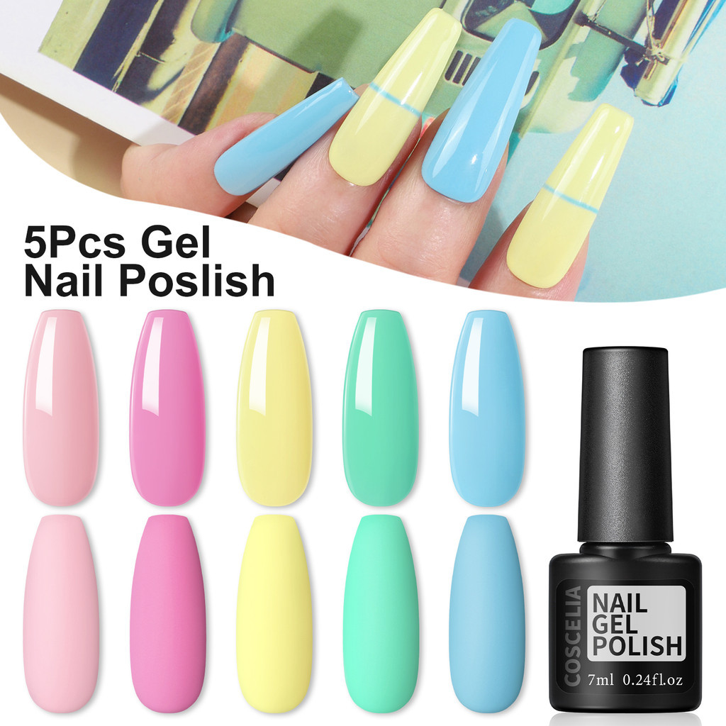 Coscelia 7ML Gel Sơn móng tay 5 màu Ngâm tắt UV Gel Nail Starter Kit ...