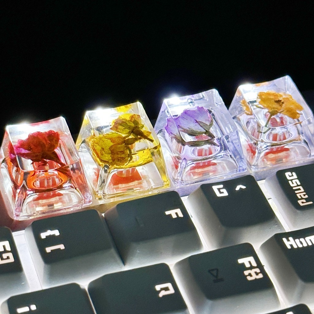 1 Cái Handmade Nhựa Độc Đáo Trong Suốt Hoa Keycap Hoa Hồng Hoa Thật ...