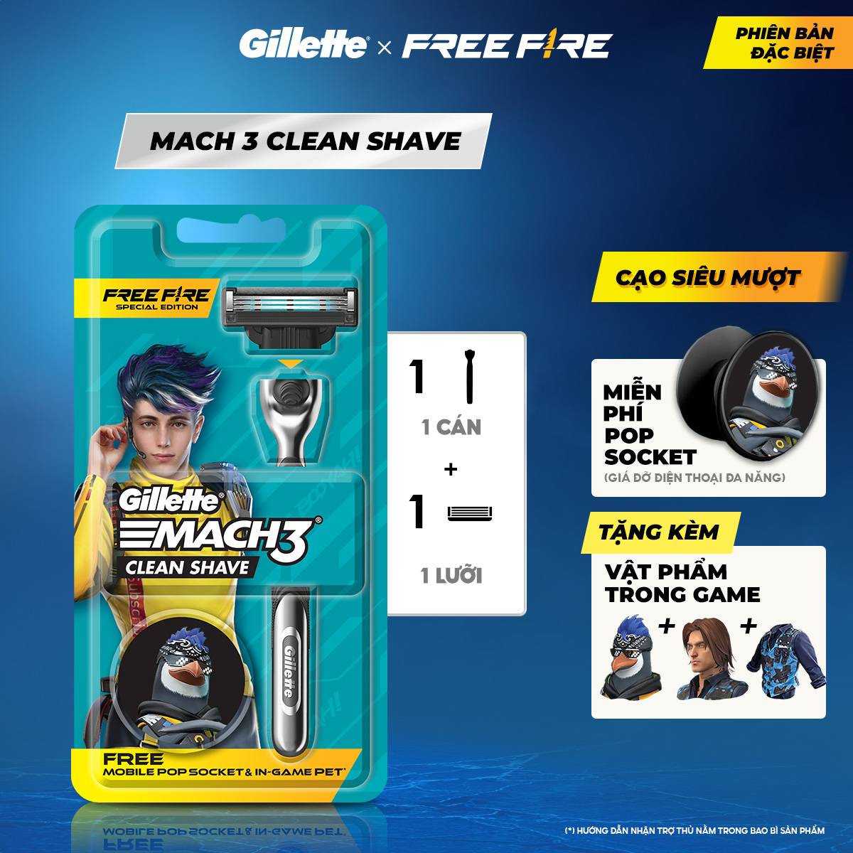 Dao Cạo Râu GILLETTE Mach3 Clean Shave Bản Đặc Biệt Free Fire | Shopee ...