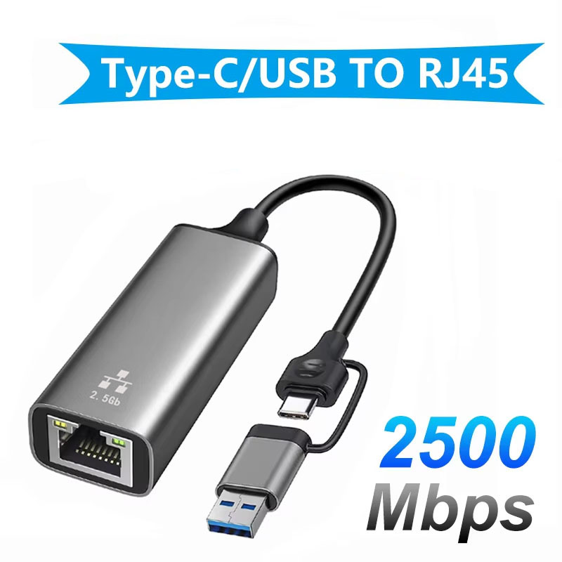USB 2500Mbps lan sang loại c Ethernet sang RJ45 2.5G Bộ chuyển đổi có ...
