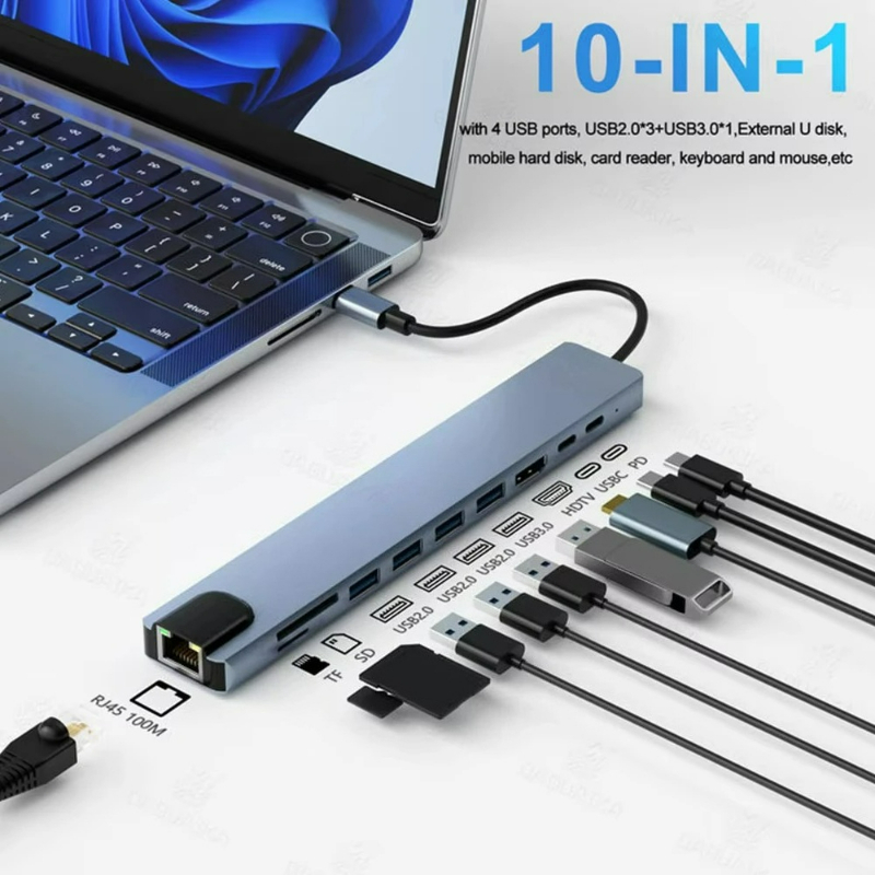Vga sang loại c HUB 4K Docking Station PD Sạc RJ45 Ethernet TF Đầu đọc ...