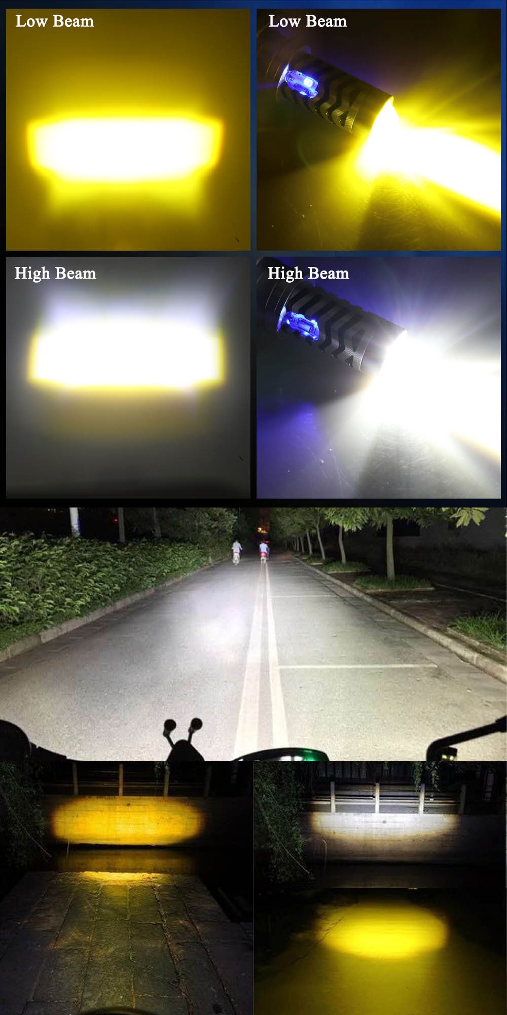 Bóng Đèn Pha LED TCYATO Dual Beam Trắng 6000K Vàng 3000K 12V Đa Năng ...