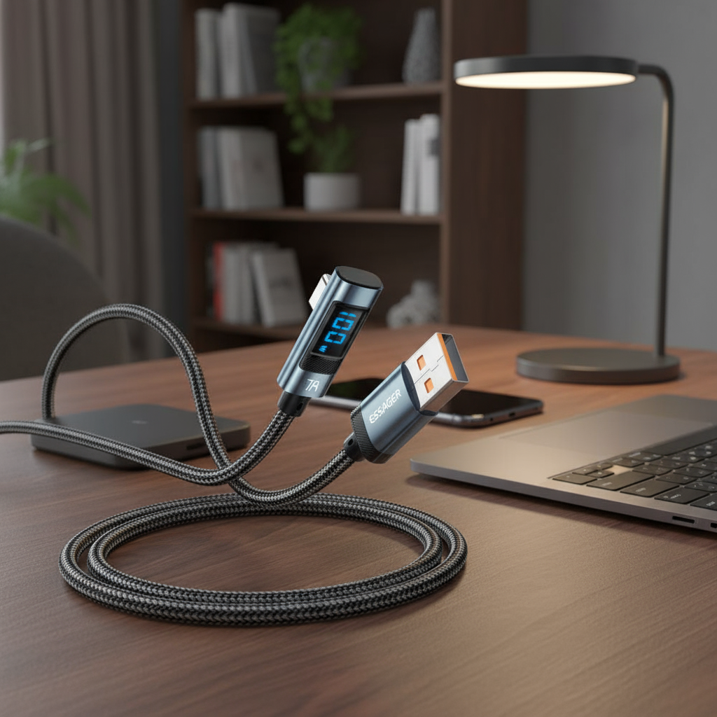 Cáp sạc USB Type C Essager 7A 90 độ 100W PD sạc nhanh cho HUAWEI Mate ...