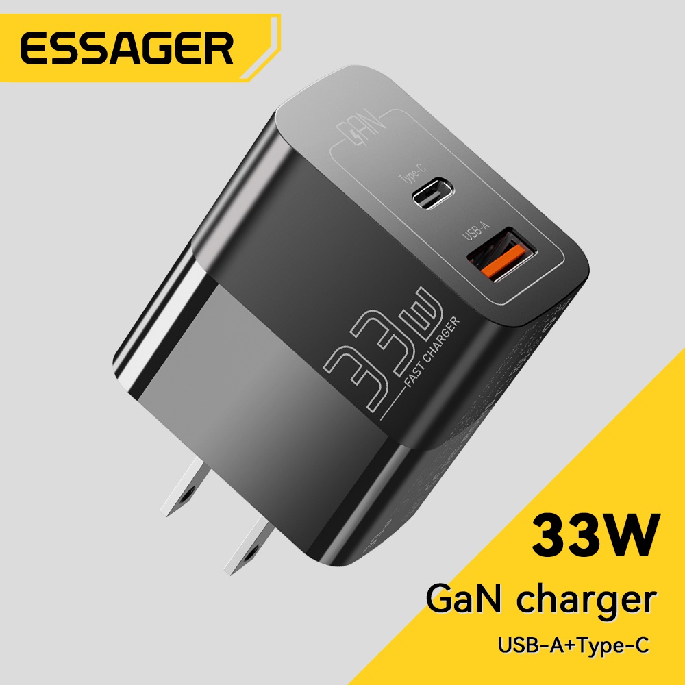 Củ sạc nhanh ESSAGER nhiều cổng USB C 33W thích hợp cho iP 14 13 12 11 Pro Max XS 8 Plus iPd Pro ...