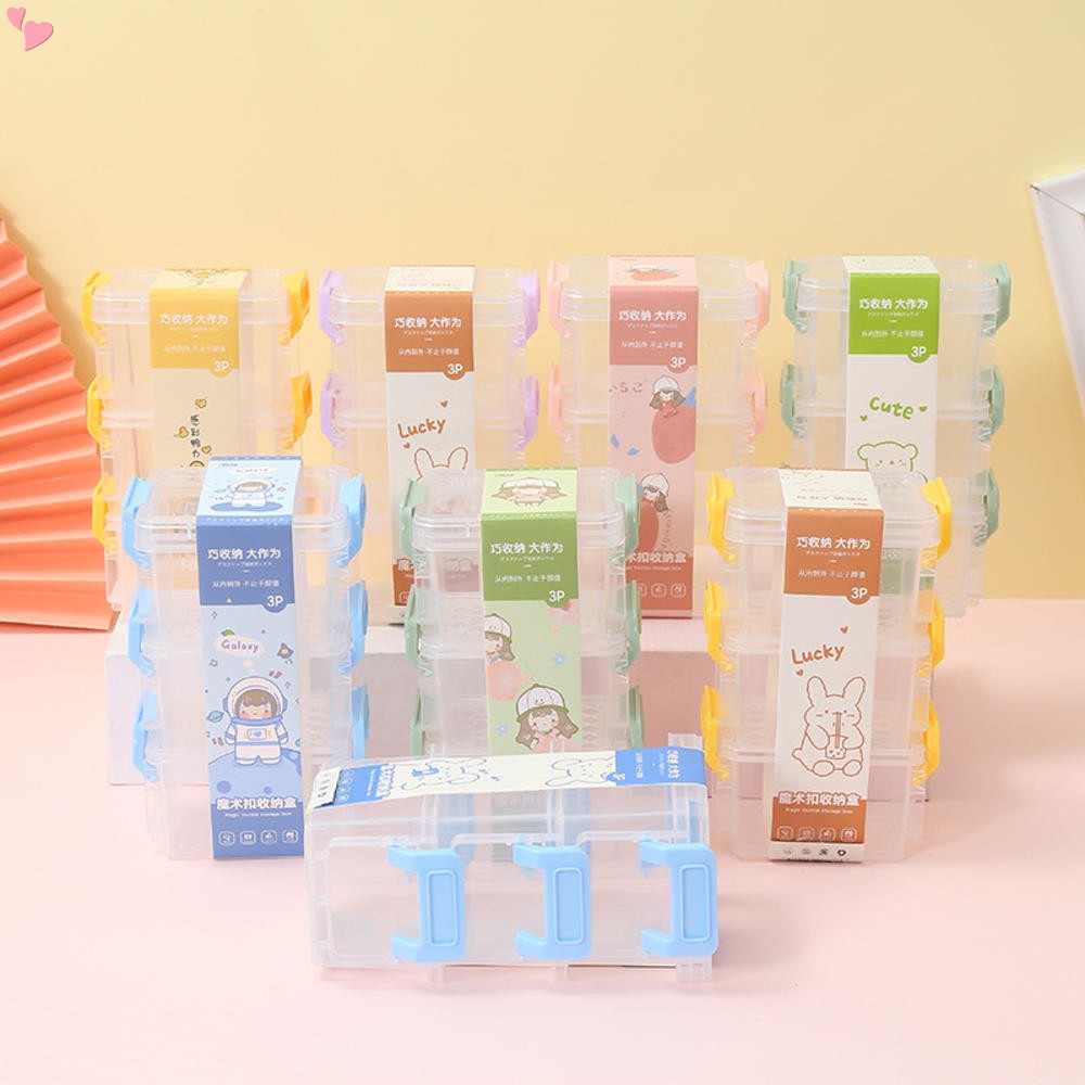 Hộp Nhựa Mini 3 Tầng Trong Suốt Có Thể Xếp Chồng Lên Nhau Dùng Để Đựng Trang Sức Hạt Cườm