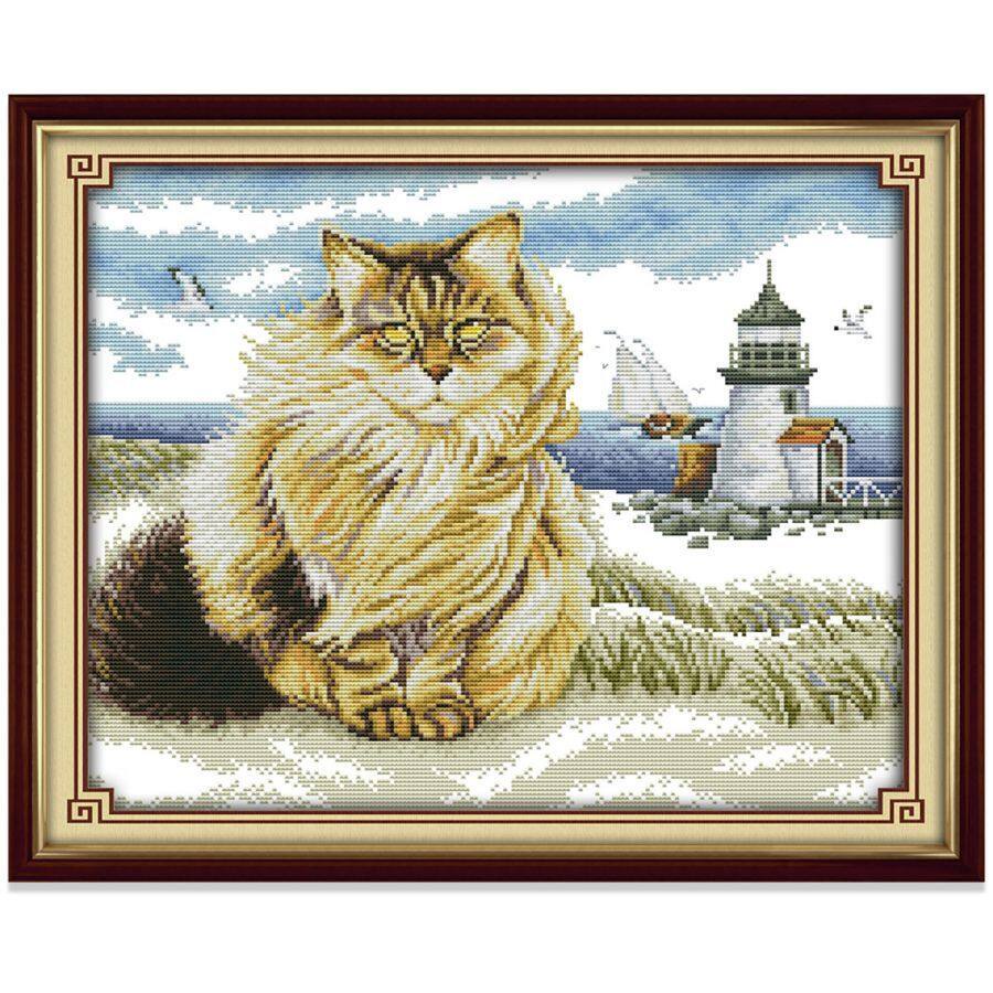 Tranh thêu chữ thập, Mèo Maine Coon, Động vật, 14/11CT Vải in | Shopee ...