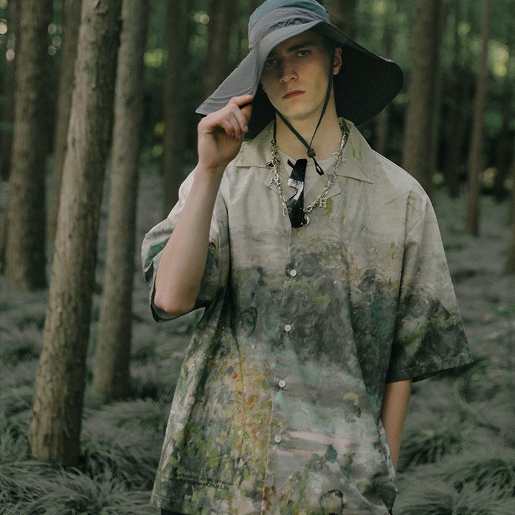 [YUANZ] Áo Sơ Mi Nam Ngắn Tay In Tranh Sơn Dầu Phong Cảnh Paris Old Temple Ấn Tượng | Shopee ...