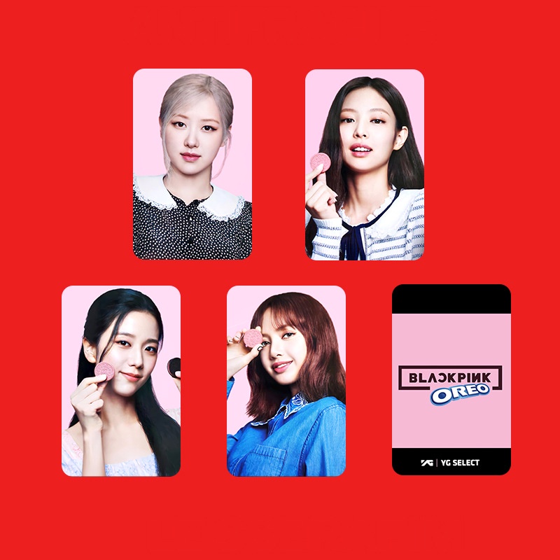 5 Cái / bộ BP OREO Ad Photocards JENNIE JISOO LISA ROSE Lomo Cards BP ...