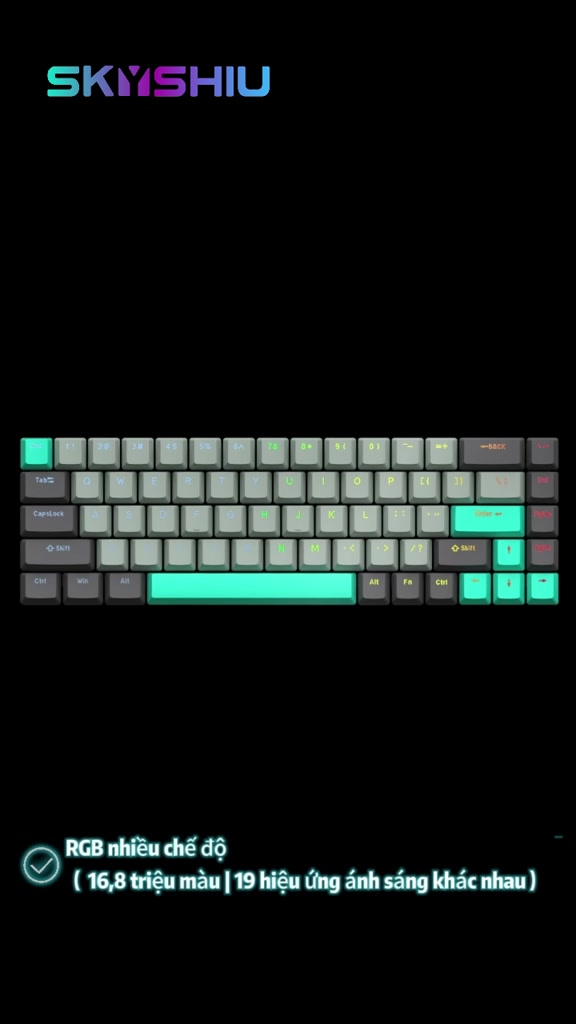 SKYSHIU Bàn phím cơ có dây SK68 V3 có dây led RGB hotswap có thể thay ...