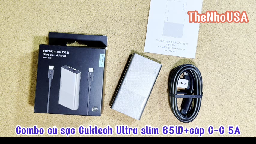Củ sạc nhanh Cuktech Ultra Slim 65W 2 cổng type C AC65B2 PD PPS QC4 ...