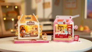 Nhà búp bê mini Robotime. Hộp Sữa Dâu và Hộp Bánh Mì. Rolife Bakery Và ...