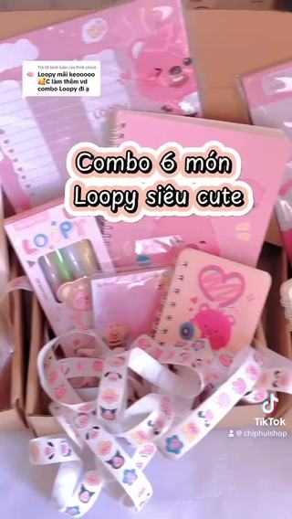 Set đồ Loopy 6 món siêu dễ thương, set quà tặng Loopy, set đồ dùng học ...