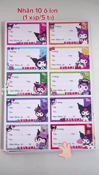 COMBO 50 nhãn vở CAPYBARA, LOOPY , KUROMI, Doraemon, Pochacco, MOLANG ...