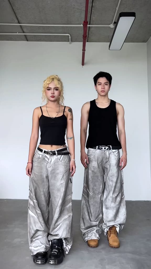 Bad Choices | Quần Jean Shark Fin Wide-Leg ống rộng Wash màu Streetwear ...