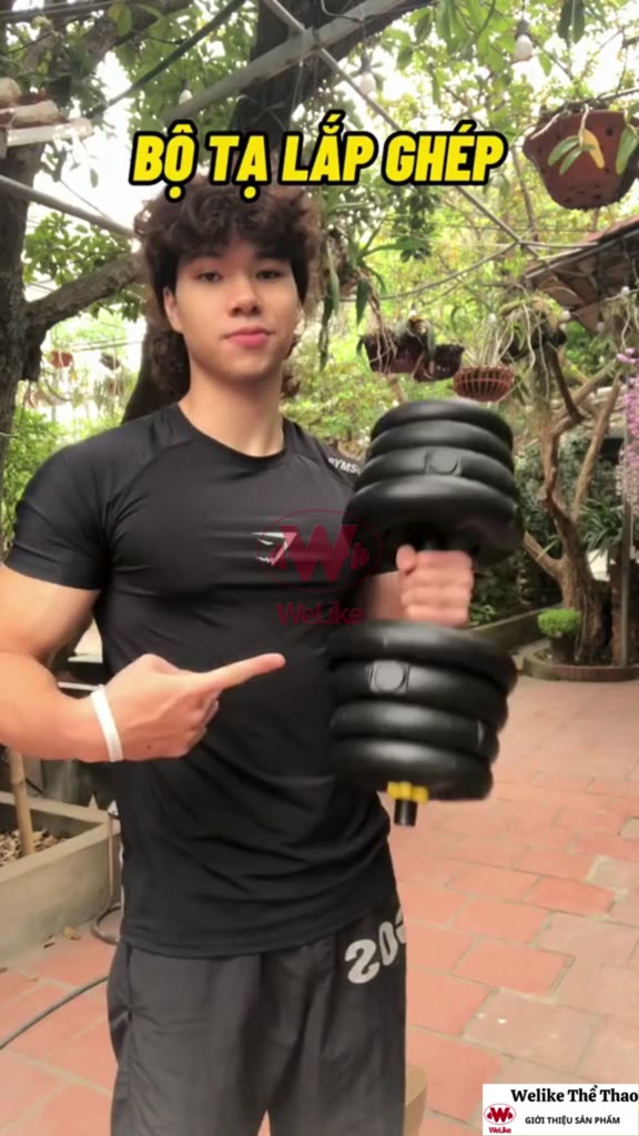 Tạ tay điều chỉnh Loại 1 Welike Bộ tạ miếng kết hợp đòn đẩy 4 trong 1 điều chỉnh 10kg 20kg 30kg ...