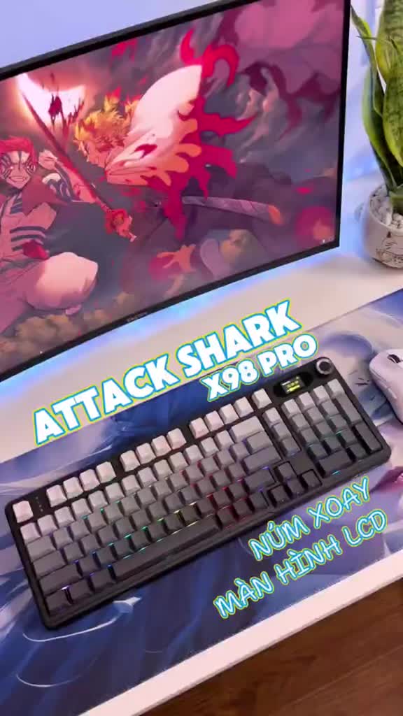 Bàn Phím Cơ Không Dây Attack Shark X98 Pro Max Màn Hình LCD - Núm Xoay ...