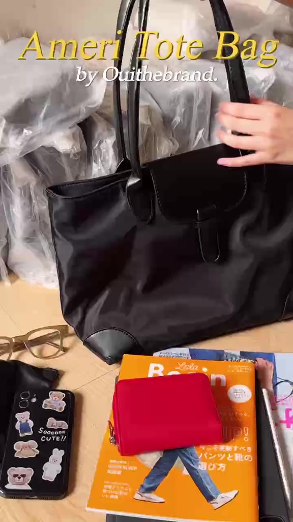 [ Tặng Kèm Charm ] Ameri あめり Tote Bag - Tote Vải Dù Phối Da Ameri ( Ouithebrand ) | Shopee Việt Nam