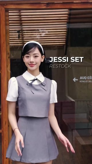 SERA - Set áo mix cổ sơ mi và chân váy xếp ly Jessi (SẢN PHẨM DO SERA ...
