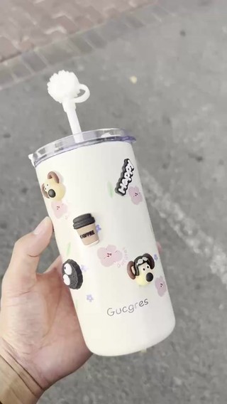 Ly giữ nhiệt GUCGRES 500ml hoa anh đào cute vật liệu sus316 an toàn có ...