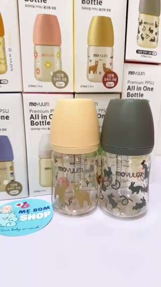Bình sữa Moyuum hoạ tiết mẫu mới chất liệu PPSU núm ti silicon cao cấp siêu mềm dung tích 170ml ...