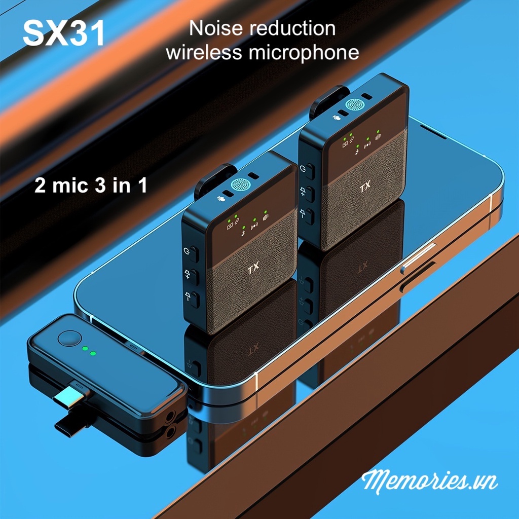 Micro thu âm Lavalier SX31 3in1 2 Mic / SX8 cài áo không dây chất lượng ...