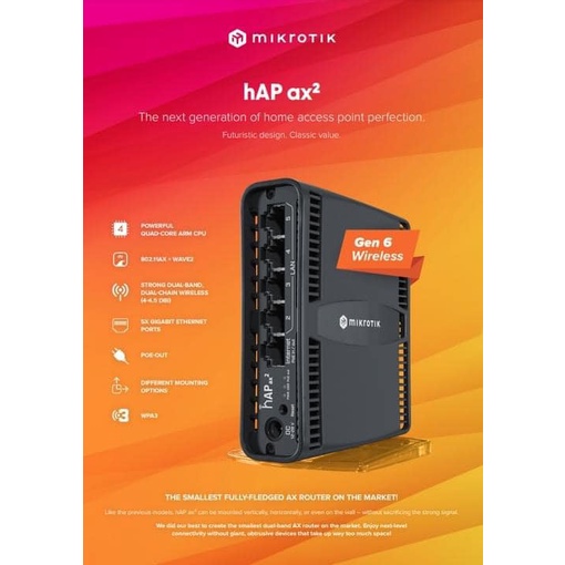 Mới 100% - Router Wifi 6 Mikrotik HAP AX2 C520iG-5HaxD2HaxD-TC cân bằng tải chuyên nghiệp ...