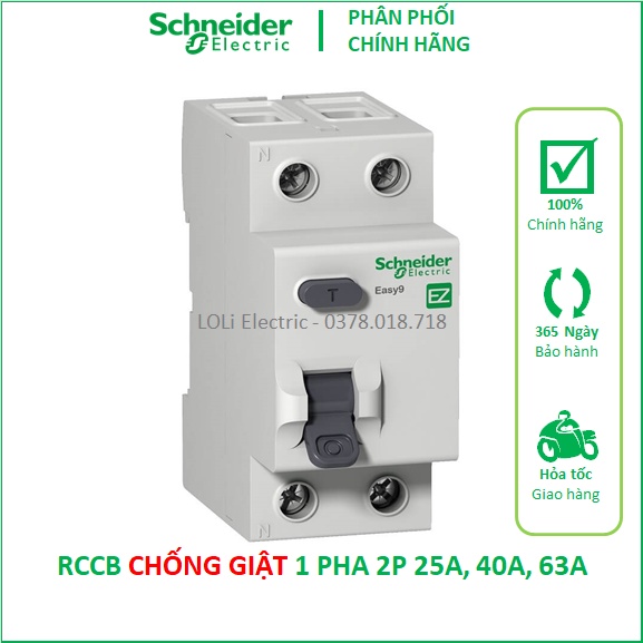 RCCB 2P 25A 40A 63A 30mA Cầu dao chống rò chống giật Áp tô mát át chống giật 1 PHA SCHNEIDER ...