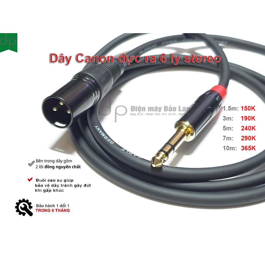 Dây Canon đực ra 6 ly stereo - Dây truyền tải tín hiệu, XLR-M to TRS ...