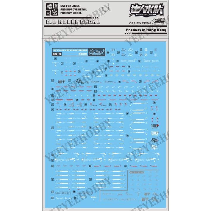PHỤ KIỆN MÔ HÌNH - DECAL NƯỚC CHO MÔ HÌNH RG 1/144 STRIKE FREEDOM RG19 ...