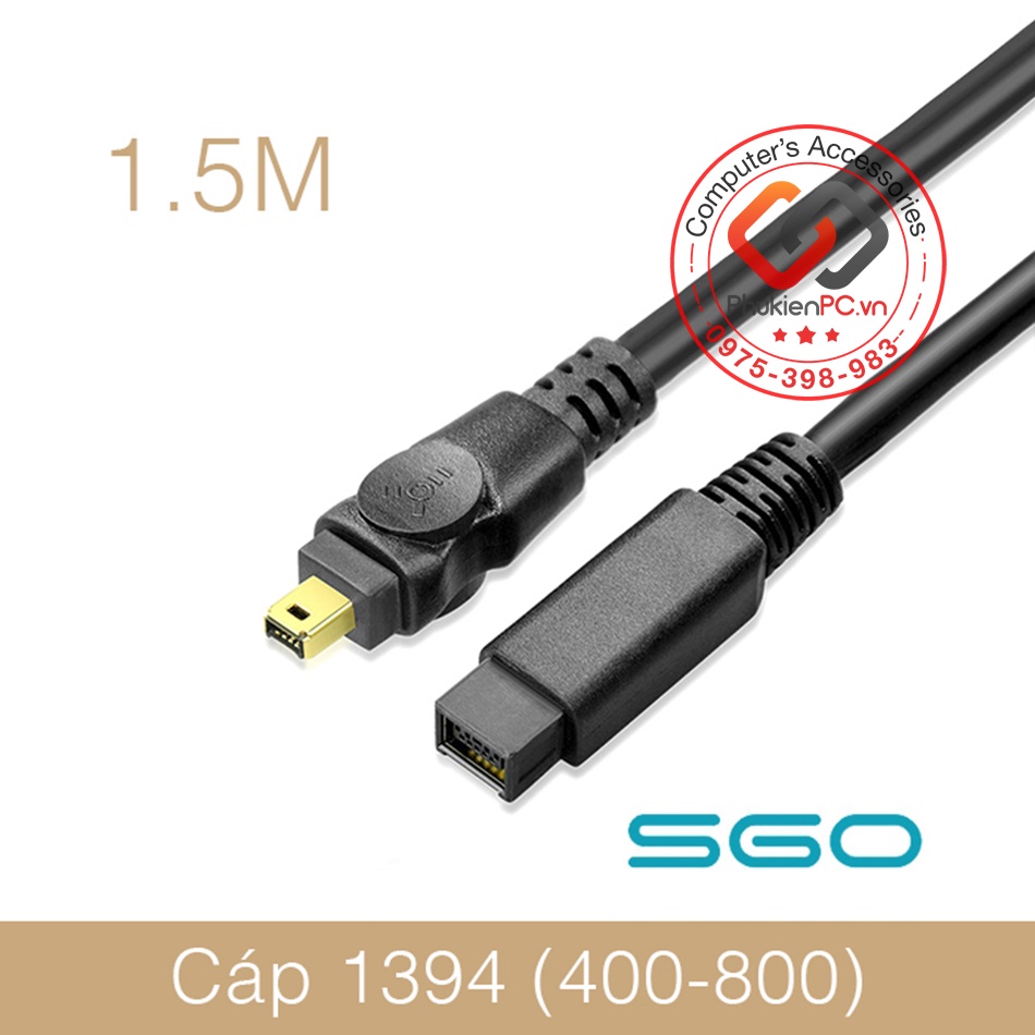 Cáp IEEE 1394 Firewire 400-800 4Pin to 9Pin dài 1.5M nối máy tính PC ...