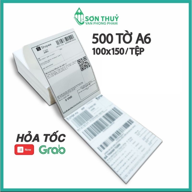 (Giá Rẻ) GIẤY IN NHIỆT DECAL A6 Tệp 500 Tem 100x150 Sẵn Lớp Keo Tự Dán ...