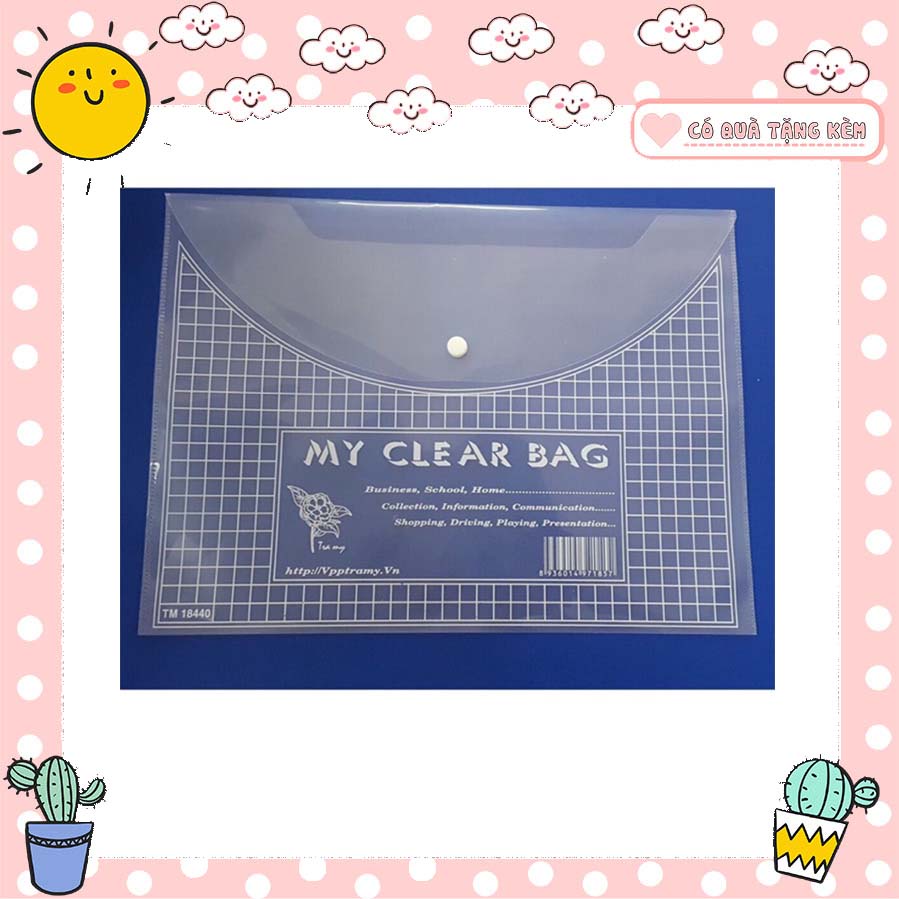 100 Túi khuy bấm/ file clear bag / file đựng tài liệu/ bìa hồ sơ/ túi ...