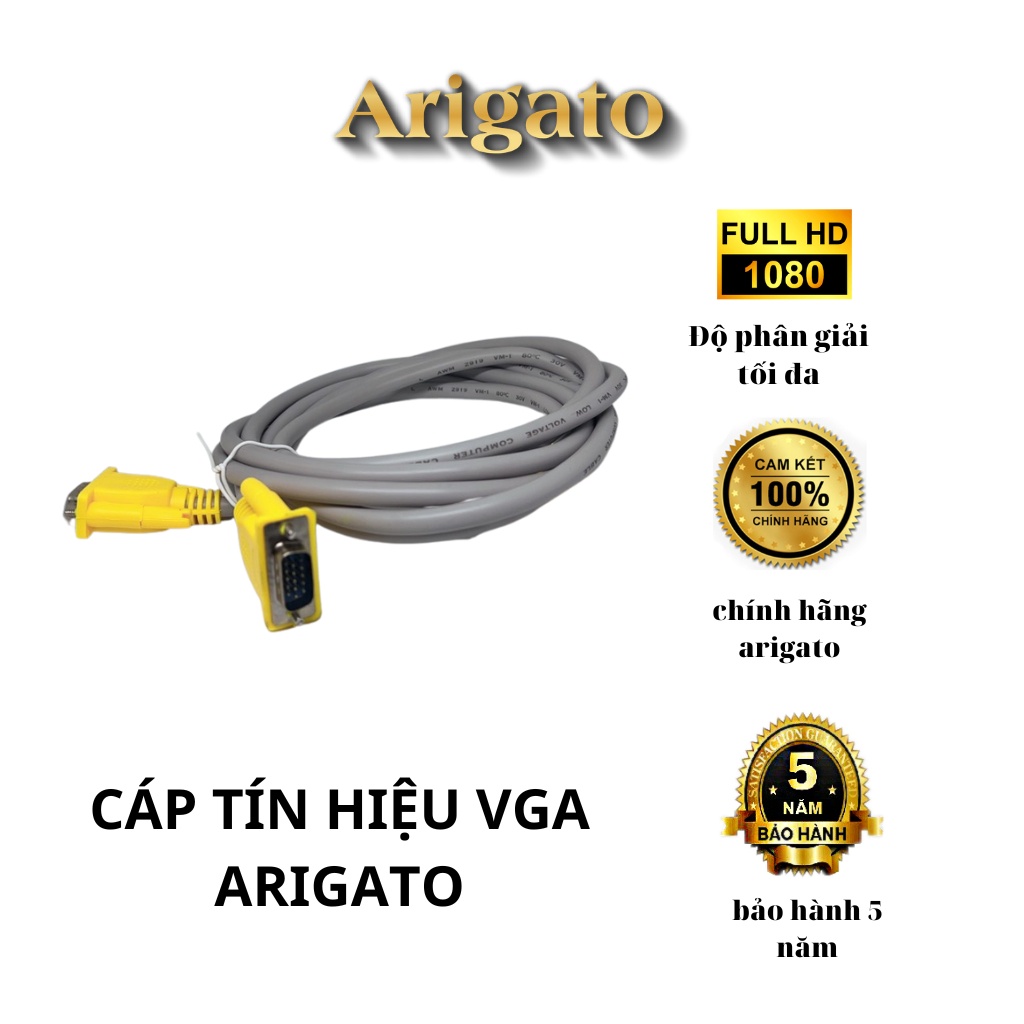 Dây VGA Arigato Xám dài 1.5M 3M 5M hàng xịn chống nhiễu cực tốt độ phân giải siêu nét giá rẻ ...