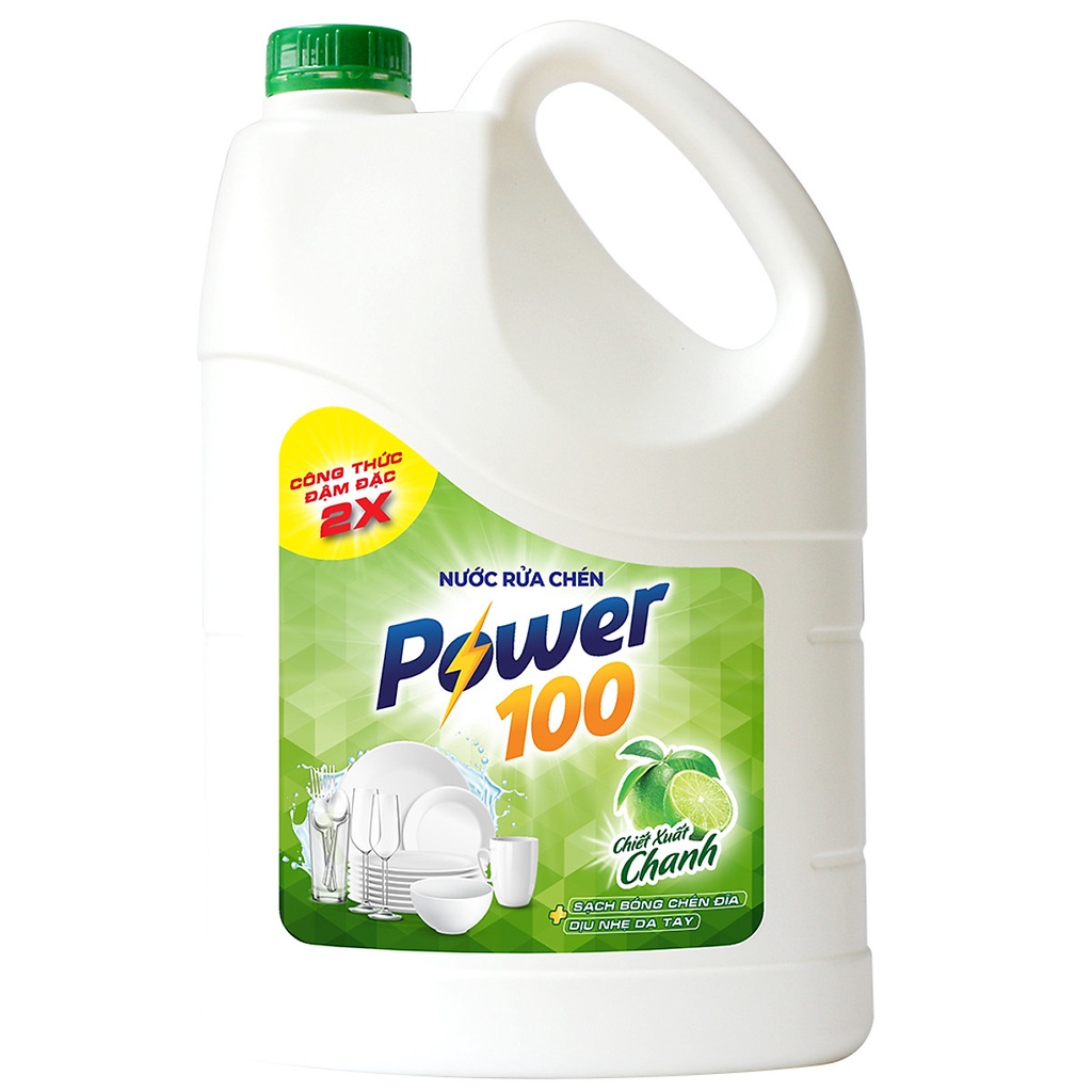 Nước rửa chén POWER100 Can 1.5KG hương Chanh - nước rửa bát đánh bay ...