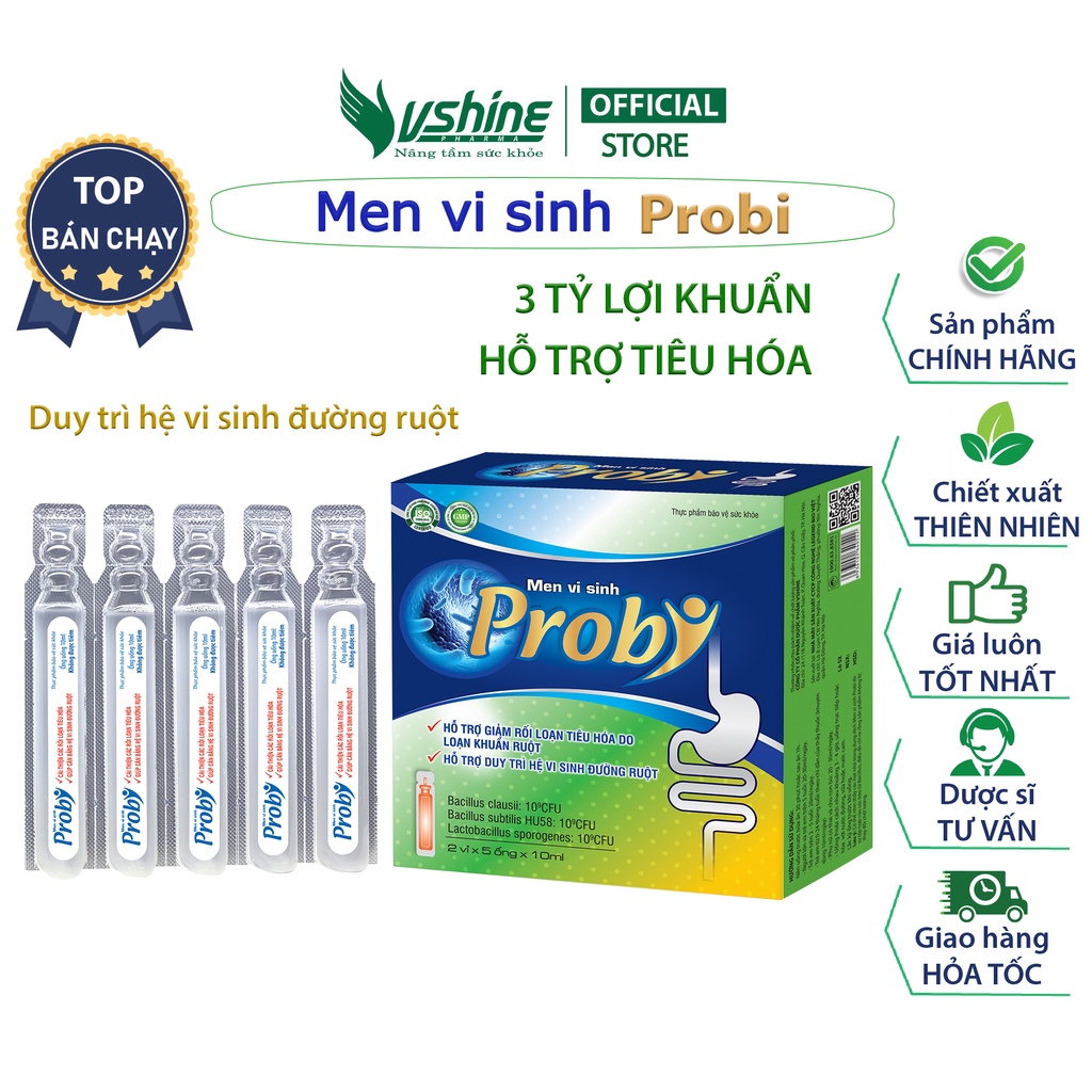 Men Vi Sinh Probi VSHINE - Hộp 10 Ống - Giúp Cân Bằng Hệ Vi Sinh Đường ...