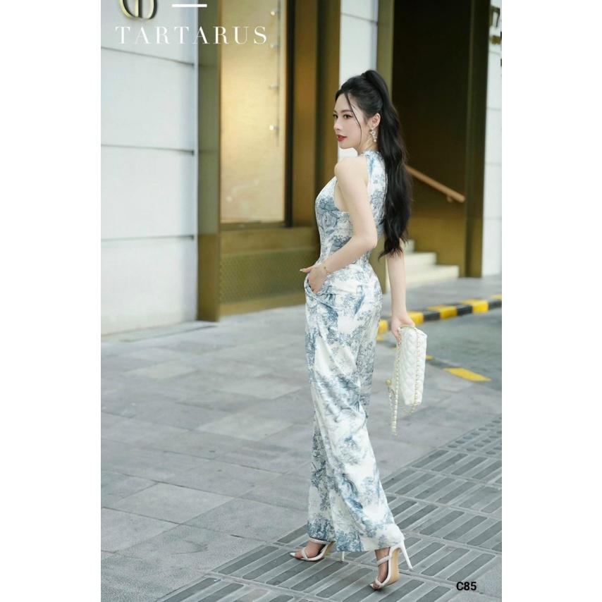 Jum nữ quần dài ống rộng đi chơi cá tính với thiết kế cổ yếm không tay ...