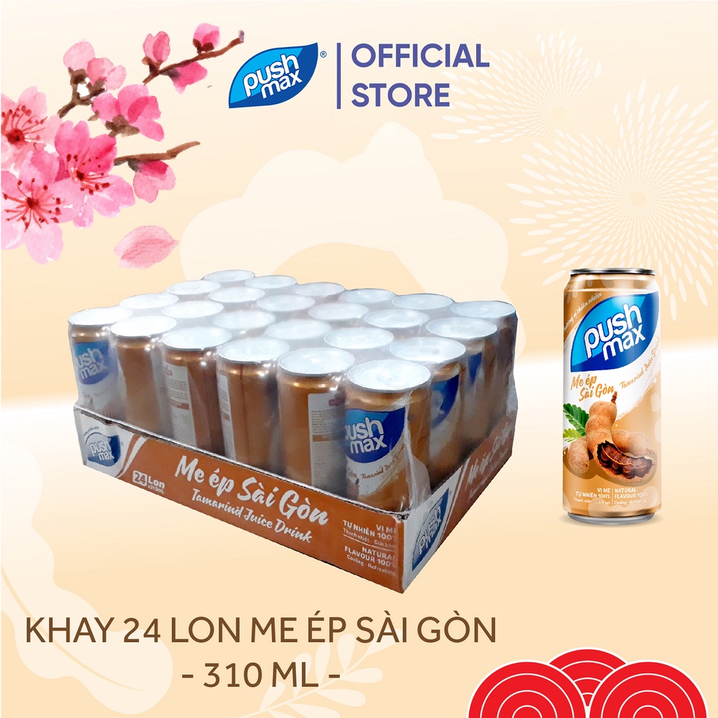 Thùng 24 Lon Nước Trái Cây Me Ép Sài Gòn Pushmax (310ml x 24 lon) | Shopee Việt Nam