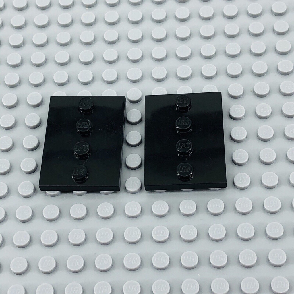 2x New Genuine LEGO Black Tile, Modified 3 x 4 with 4 Studs in Center ...