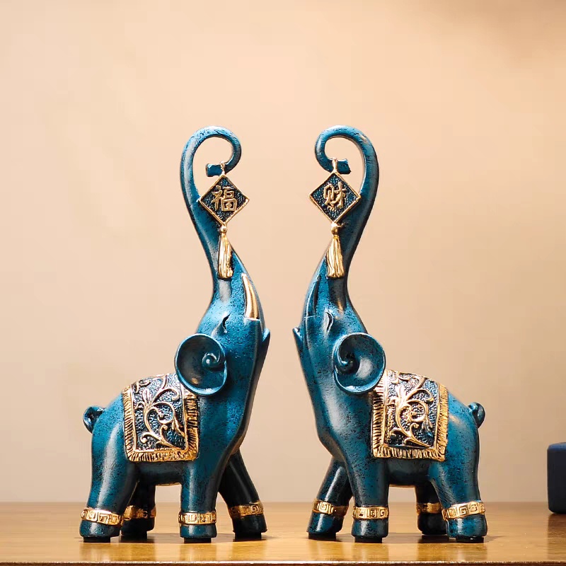 Đồ decor phòng khách Cặp Voi May Mắn trang trí nhà phố hiện đại ...