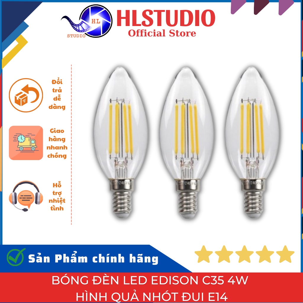 Bóng đèn Led Edison C35 4W hình quả nhót đui E14 HL Studio | Shopee ...
