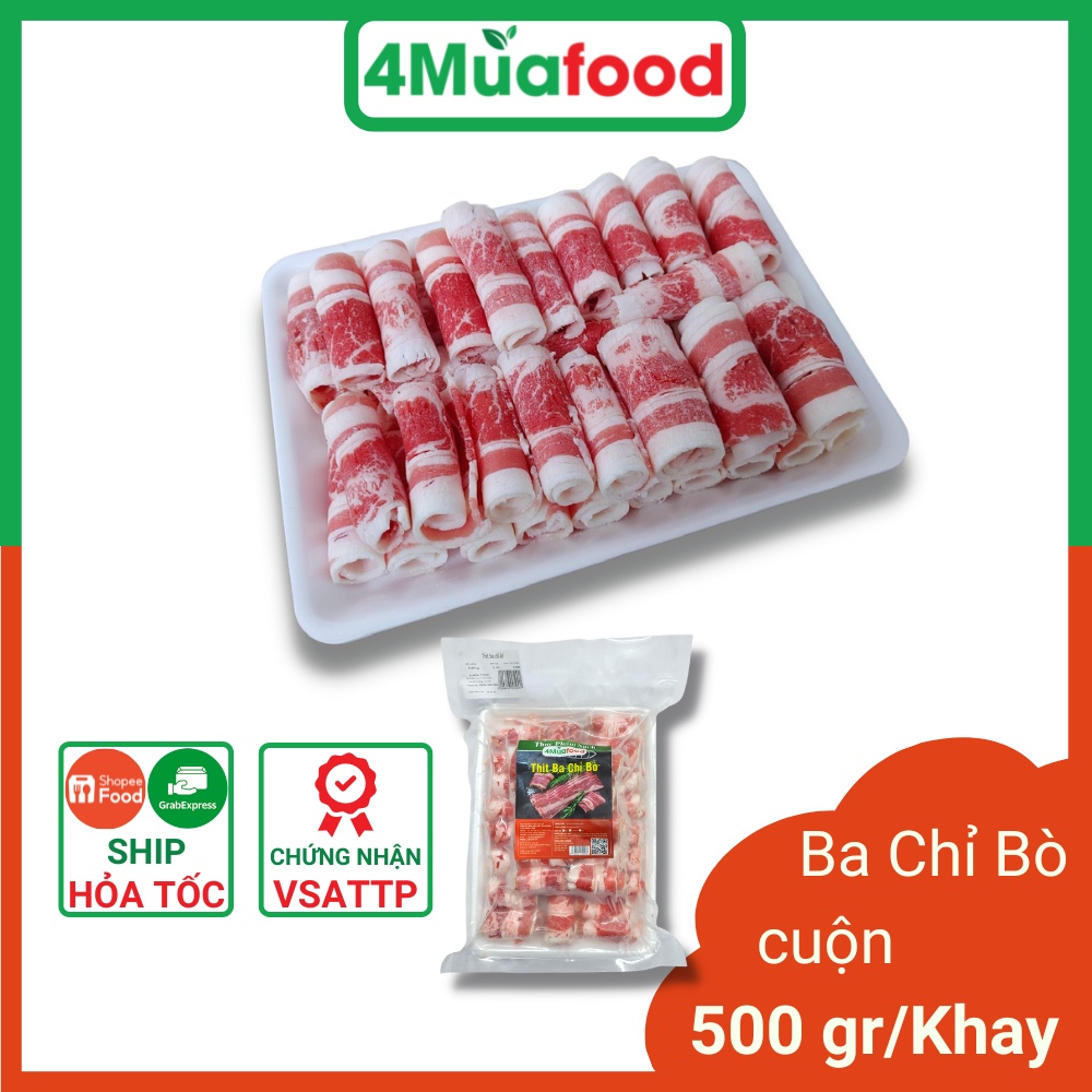 500gr Ba Chỉ Bò Mỹ cuộn loại 1 dùng thả lẩu - đóng khay hút chân không - 4Muafood - Thực Phẩm 4 ...