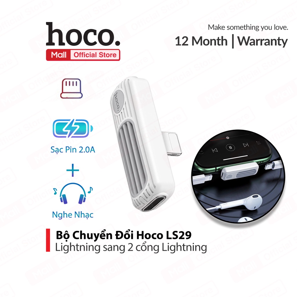 Bộ Chuyển Đổi Hoco LS29 1 cổng LN sang 2 cổng LN vừa sạc vừa nghe nhạc ...