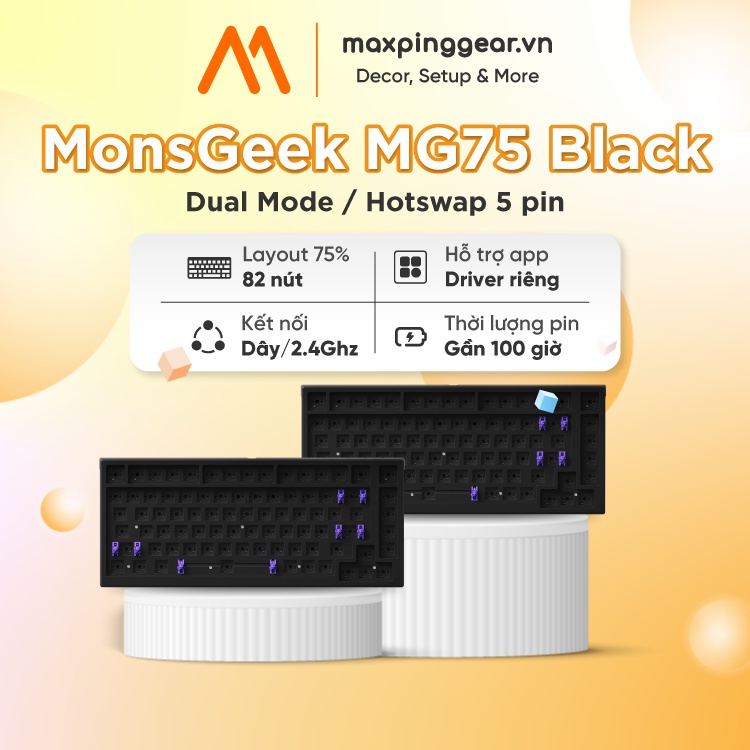 [HÀNG CHÍNH HÃNG] KIT bàn phím cơ MonsGeek MG75 Black (Dual Mode ...