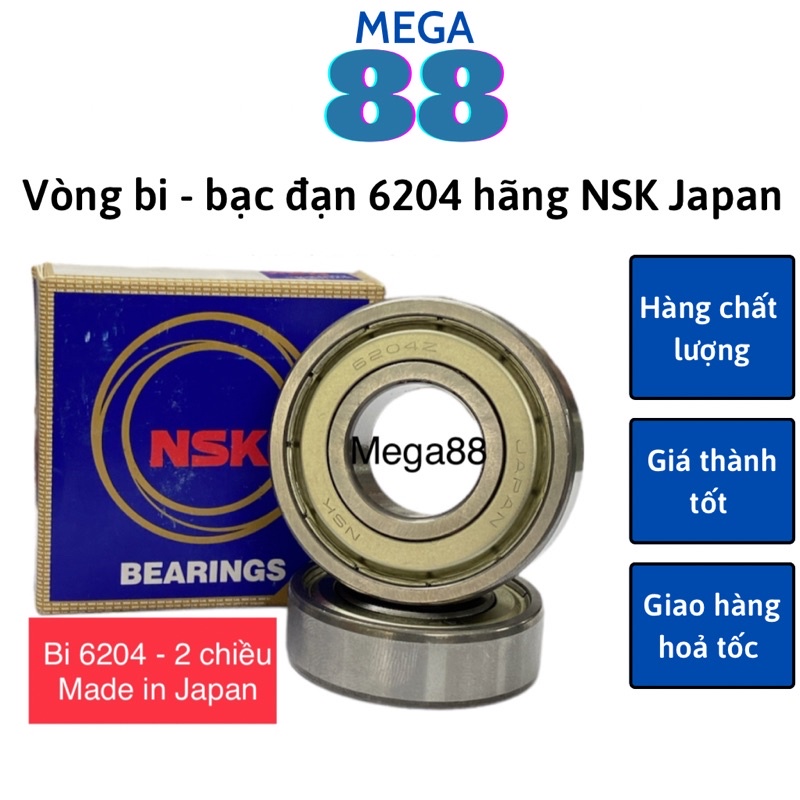 Bạc đạn 6204 NSK made in Japan - vòng bi máy giặt 6204z NSK nắp sắt | Shopee Việt Nam