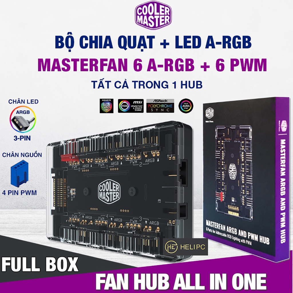 Hub Cooler Master MasterFan chia LED ARGB và chia nguồn PWM - Hub chia ...