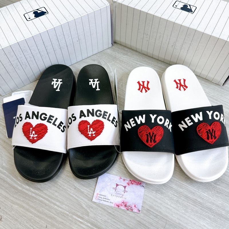 (CHÍNH HÃNG) Dép MLB heart new mound unisex êm chân full size nam nữ auth | Shopee Việt Nam