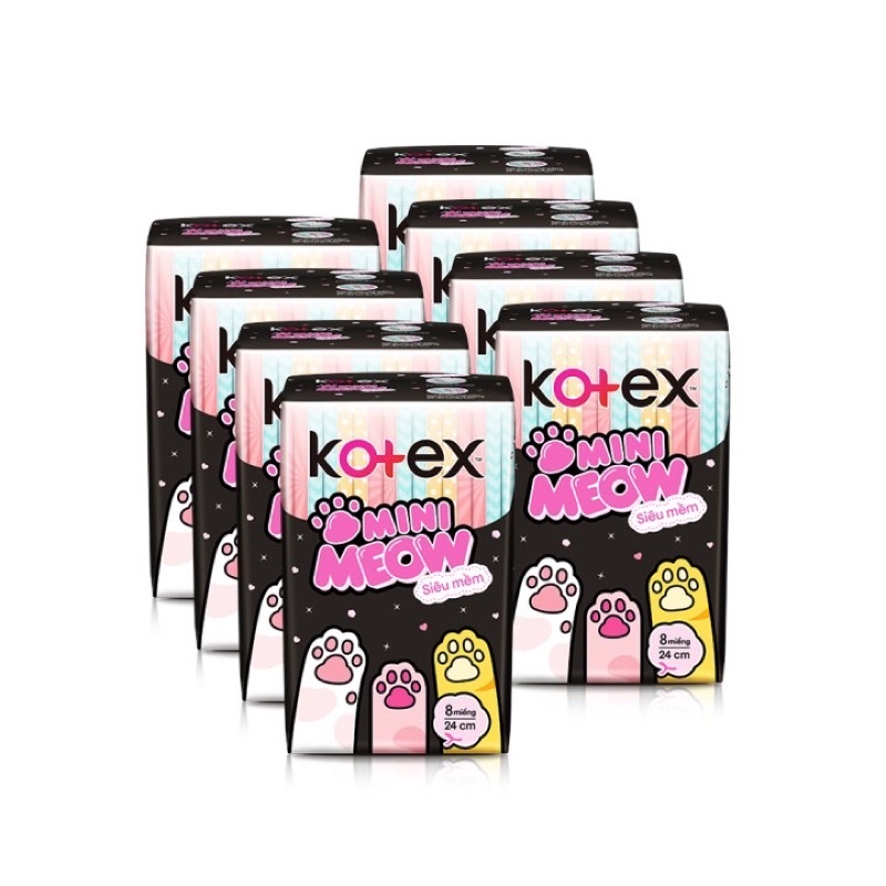 [ combo 8 gói] Băng vệ sinh Kotex Mini meow 24cm 8 miếng | Shopee Việt Nam