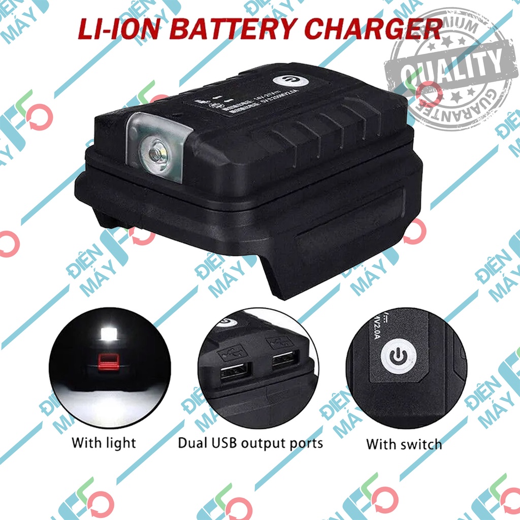 DMF5 Sạc điện thoại từ pin máy khoan 14V-21V (chung chân pin Makita ...