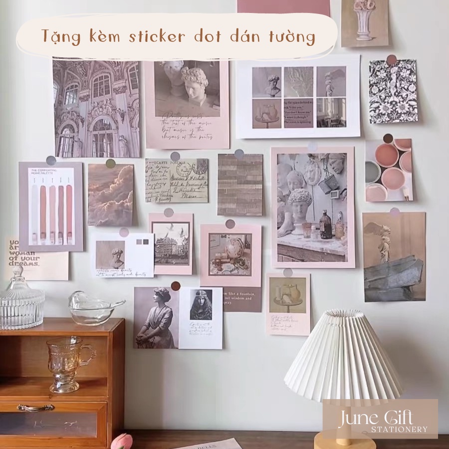 (TẶNG 48 STICKER DOT) Postcard, tranh nghệ thuật retro, vintage decor ...